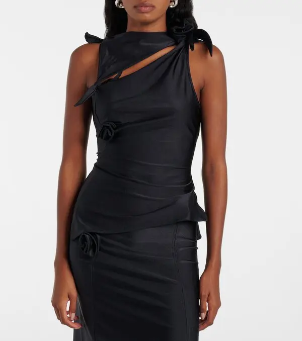 Coperni Floral-appliqué Asymmetric Top - Black