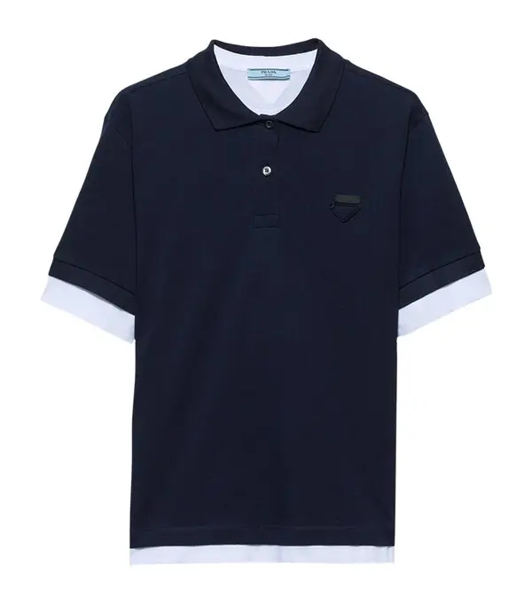 Prada Cotton Piqué Polo Shirt - Blue