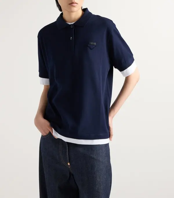 Prada Cotton Piqué Polo Shirt - Blue