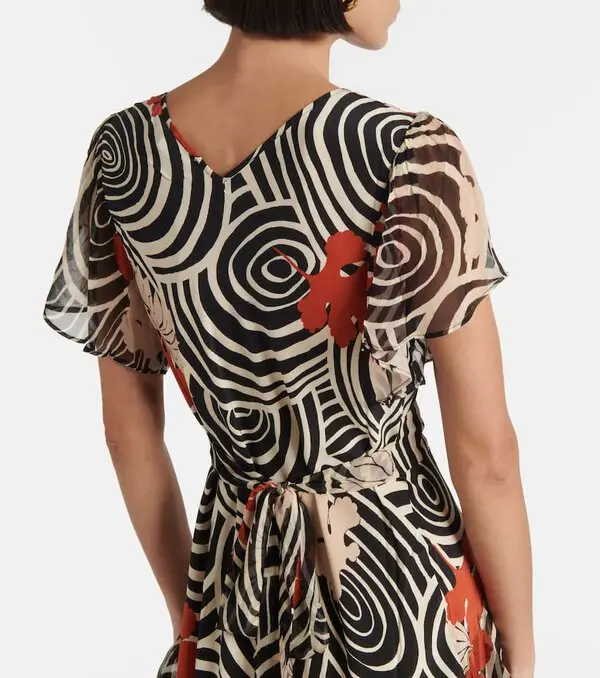 Rixo Evie Printed Silk Maxi Dress