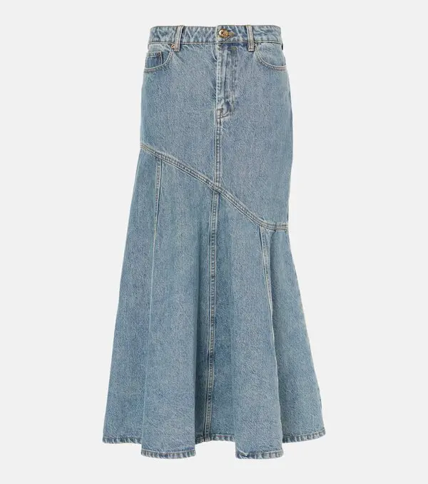 Zimmermann Illustration Denim Midi Skirt