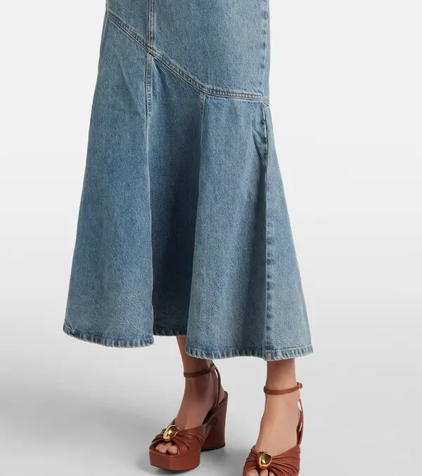 Zimmermann Illustration Denim Midi Skirt