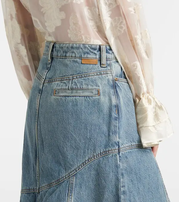 Zimmermann Illustration Denim Midi Skirt