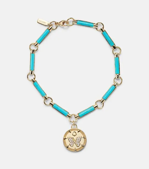 FOUNDRAE Reverie Element Chain Bracelet With Turquoise And Diamonds - Gold