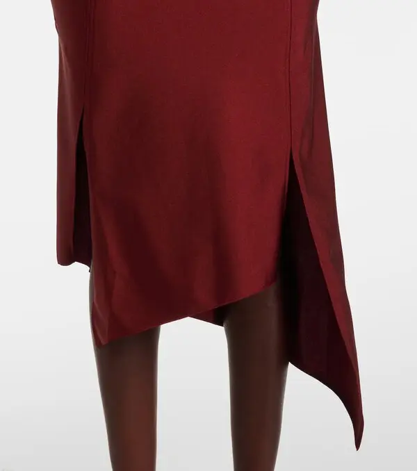Coperni Floral Appliqué Asymmetric Midi Skirt - Burgundy
