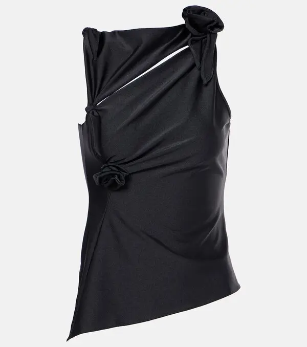 Coperni Floral-applique Asymmetric Top - Black