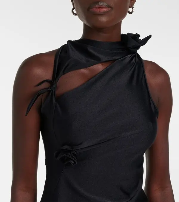 Coperni Floral-applique Asymmetric Top - Black