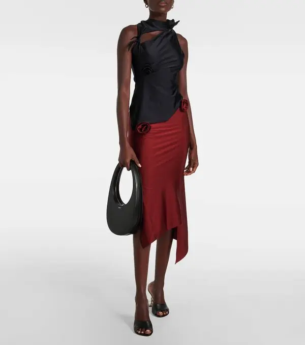 Coperni Floral-applique Asymmetric Top - Black