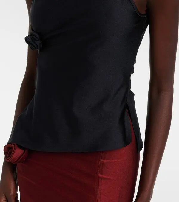 Coperni Floral-applique Asymmetric Top - Black