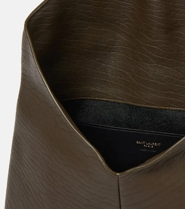 Saint Laurent Cassandre Large Leather Clutch - Green