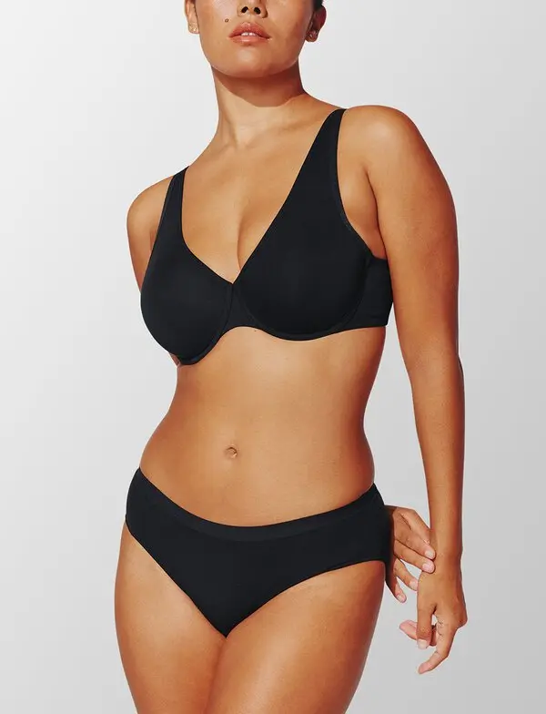 THIRDLOVE Organic Cloud Cotton Perfect Coverage Bra - Black