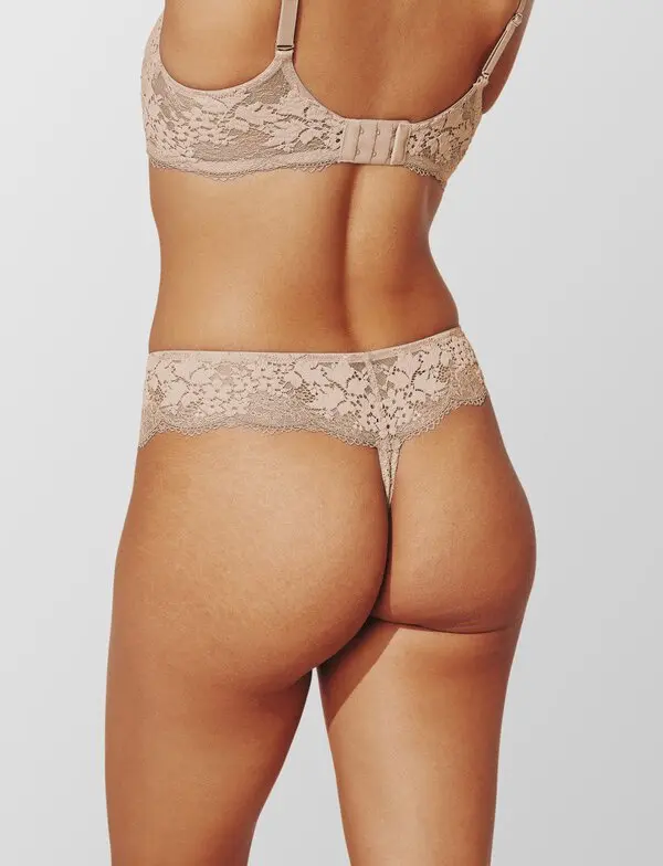 THIRDLOVE All Day Lace Thong Panty - Taupe