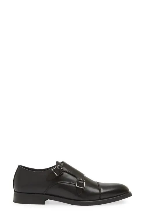 Nordstrom Edison Double Monk Strap Shoe - Black