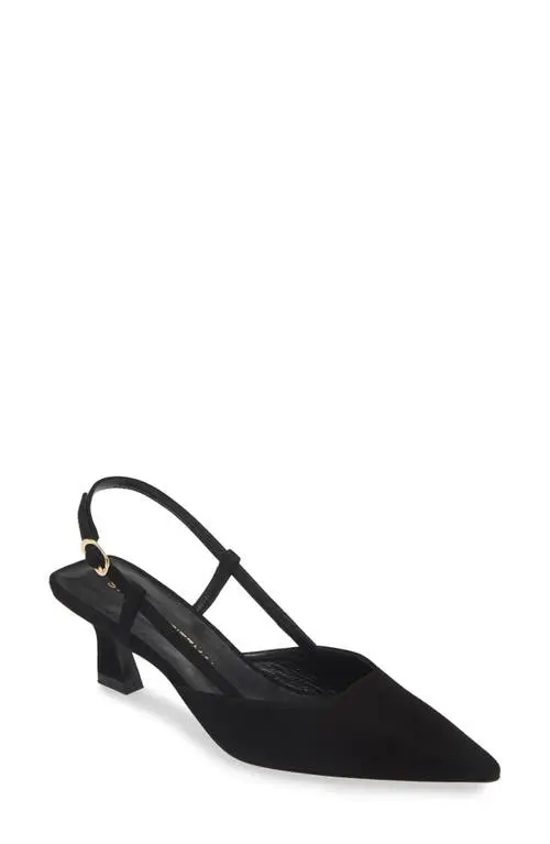 STUART WEITZMAN Vinnie 50 Slingback Pump - Black Suede