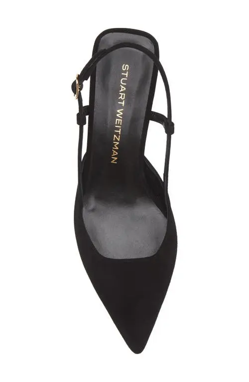 STUART WEITZMAN Vinnie 50 Slingback Pump - Black Suede