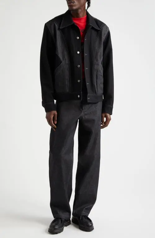 Nicholas Daley Rebel Paneled Denim Jacket In Black - 60% Off