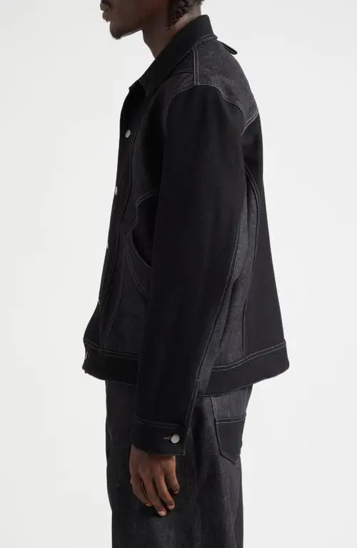 Nicholas Daley Rebel Paneled Denim Jacket In Black - 60% Off
