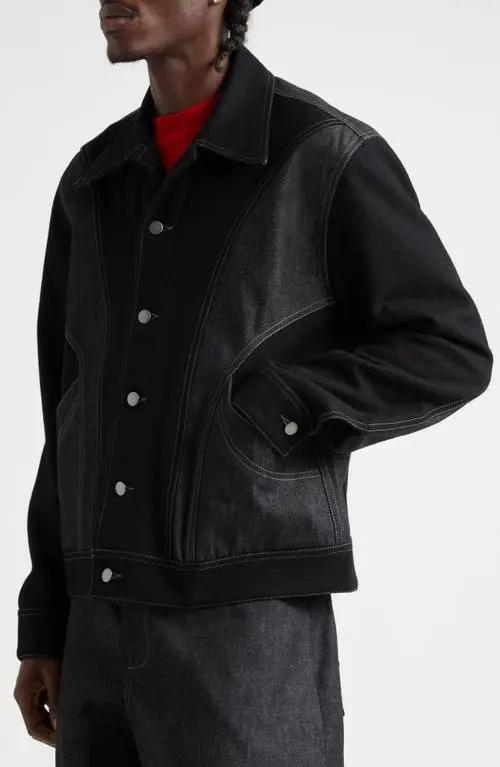Nicholas Daley Rebel Paneled Denim Jacket In Black - 60% Off