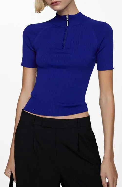 Mango Short Sleeve Half Zip Sweater