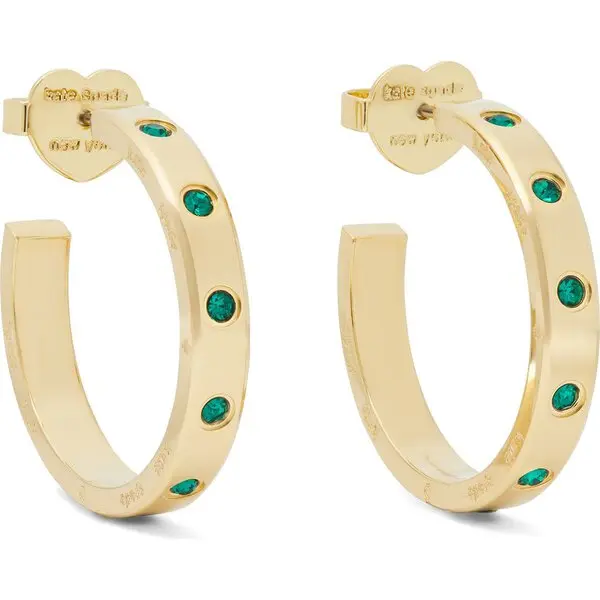 Kate Spade New York Cubic Zirconia Hoop Earrings - Emerald.