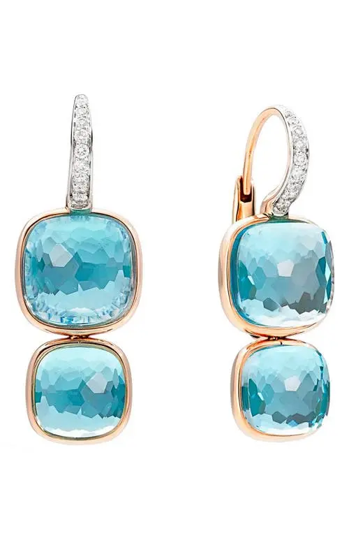 Pomellato Nudo & Diamond Drop Earrings - Sky Blue Topaz