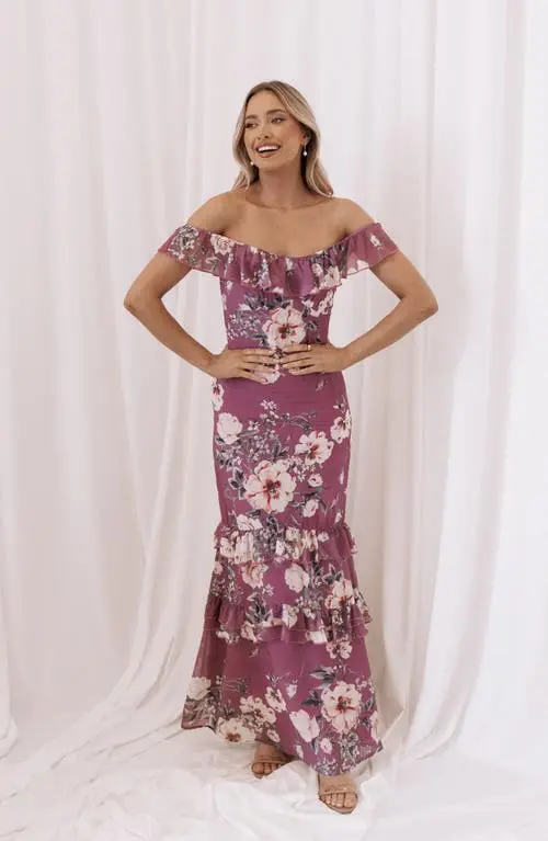 irelynn maxi dress black floral Achanti Pleated Maxi Dress - Black Floral main image 0
