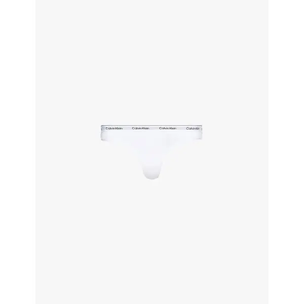 Calvin Klein Modern Logo Low-rise Stretch-cotton Thong - White