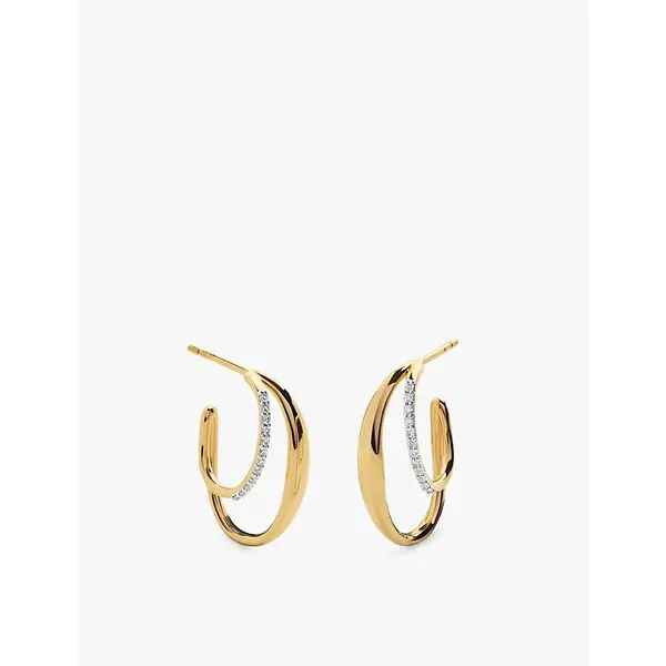 Monica Vinader Nura Wrap Diamond Hoop Earrings - Yellow Gold