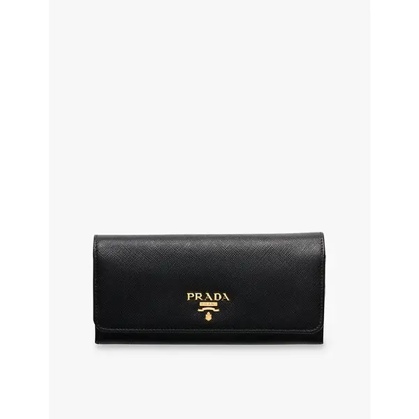 Prada Brand-plaque Large Saffiano Leather Wallet - Black