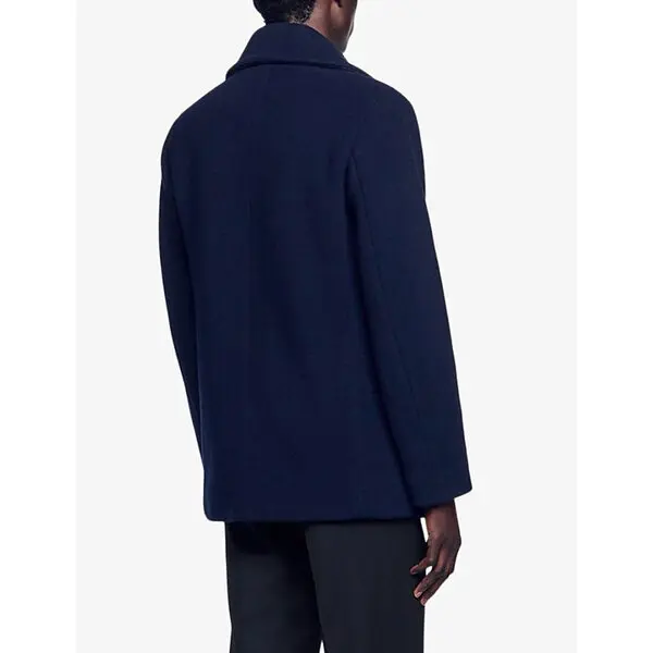 Sandro Double-breasted Wool-blend Coat - Bleus