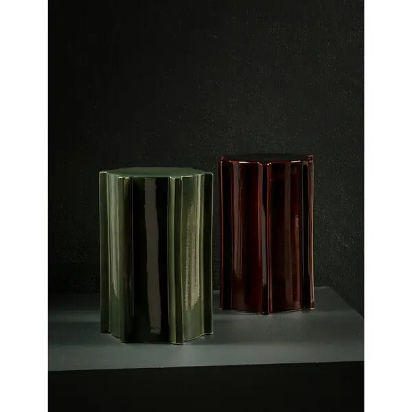 SERAX Marie Michielssen Pawn Geometric Stoneware Side Table 45.4cm - Dark Green