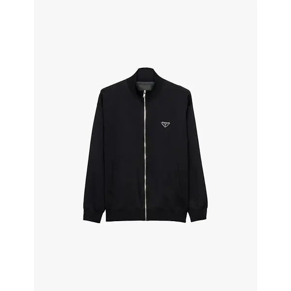 Prada Triangle-logo Wool Knitted Cardigan - Black