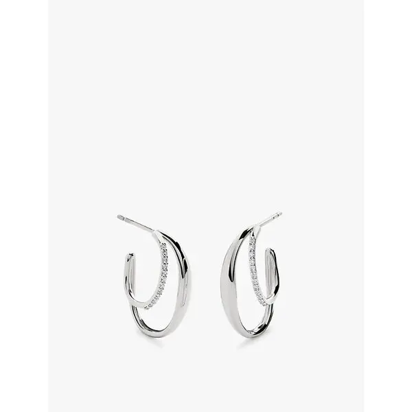 Monica Vinader Nura Wrap Diamond Hoop Earrings - Sterling Silver
