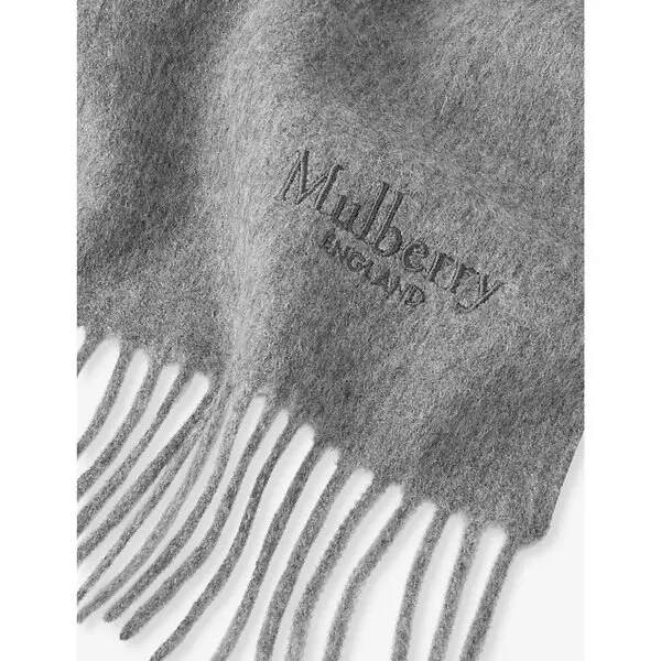 Mulberry Solid Logo-embroidered Merino-wool Scarf