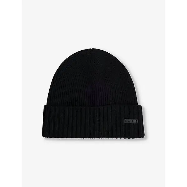 BOSS Ribbed Wool Knitted Beanie - Black