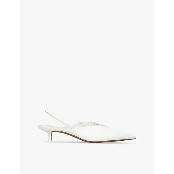 NEOUS Irena Sling 80 Lace-trim Satin Heeled Mules - Cream
