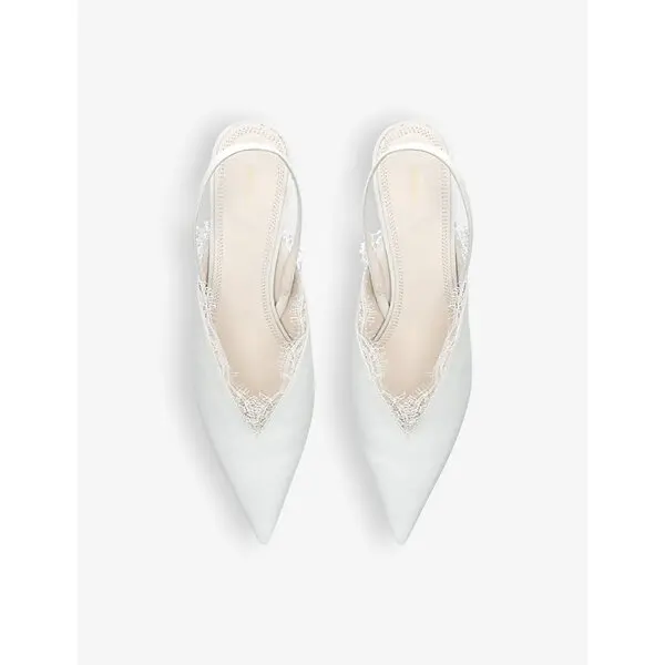 NEOUS Irena Sling 80 Lace-trim Satin Heeled Mules - Cream