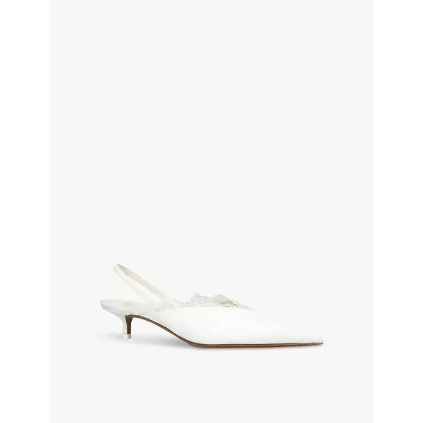 NEOUS Irena Sling 80 Lace-trim Satin Heeled Mules - Cream