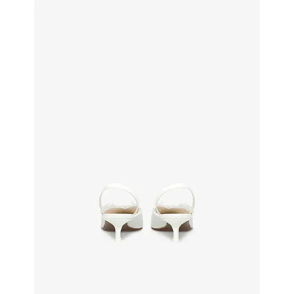 NEOUS Irena Sling 80 Lace-trim Satin Heeled Mules - Cream