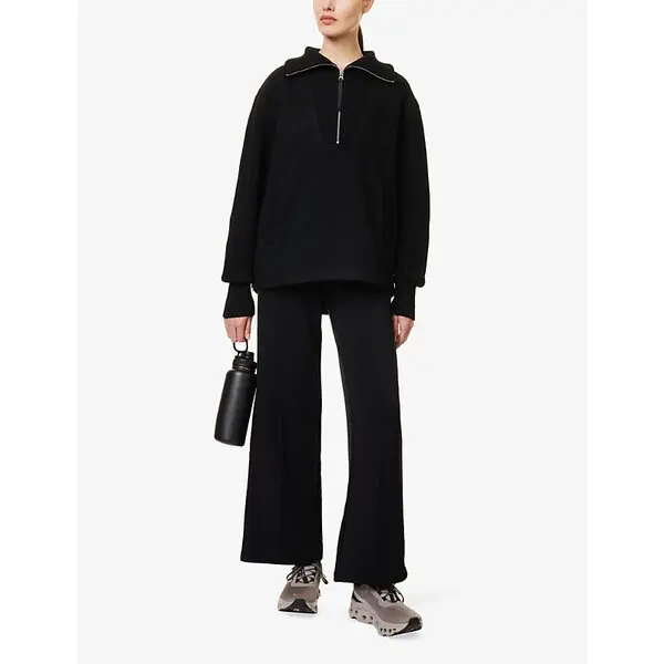 Varley Drawstring Waistband Wide-leg Stretch-woven Trousers - Black