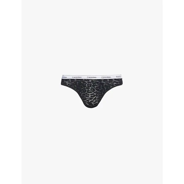 Calvin Klein Modern High-leg Lace Thong - Black