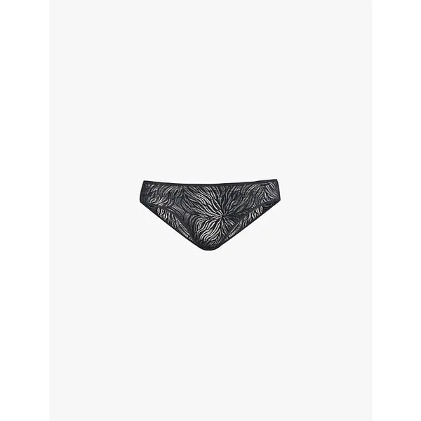 Calvin Klein Sheer Marquisette Bikini Mid-rise Lace Briefs - Black
