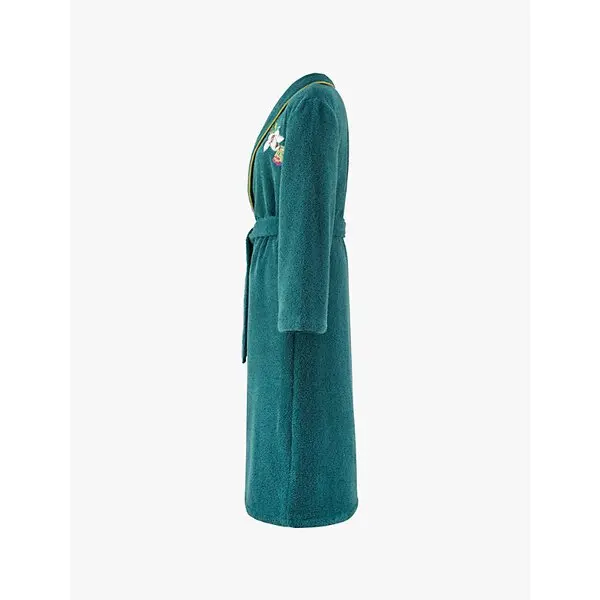 YVES DELORME Panaroma Floral-embroidered Cotton Bathrobe