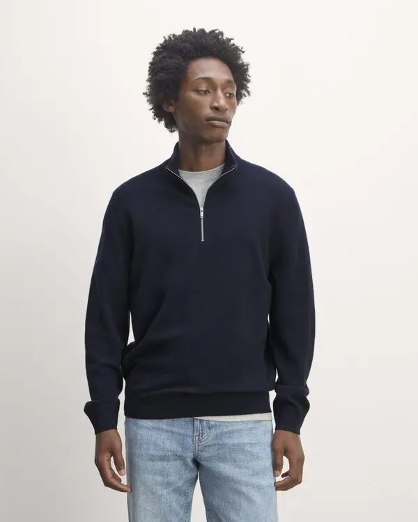Everlane Quarter-zip Cashmere Pullover - Navy