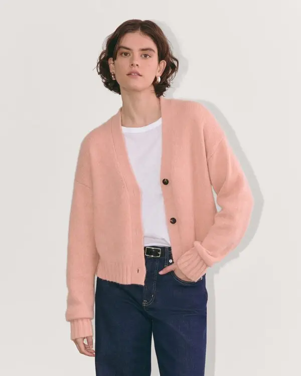 Everlane Boxy Alpaca Cardigan - Blush Pink