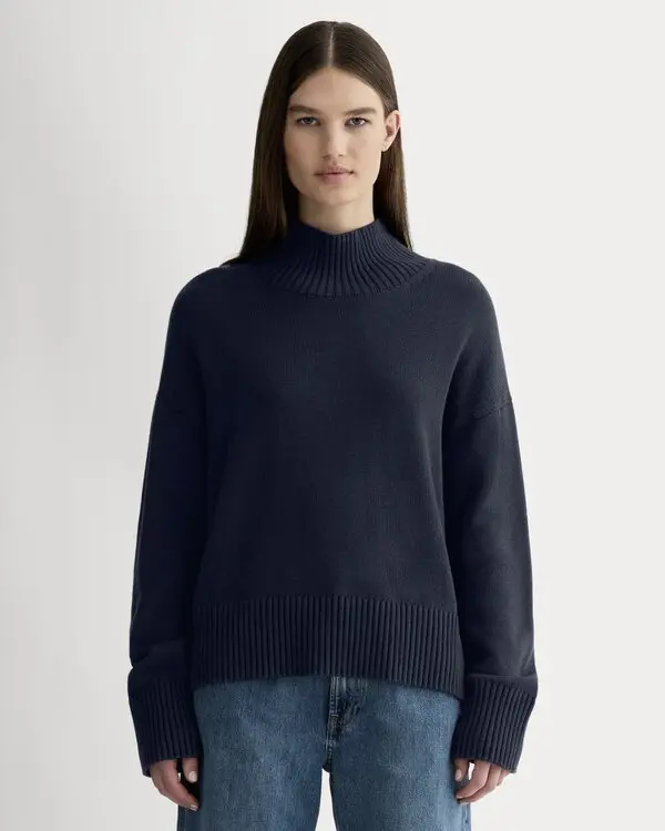 Everlane Boxy Turtleneck Sweater - Navy