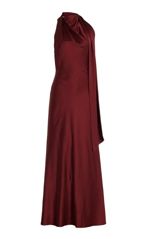 Significant Other Adriana Draped Satin Halter Gown