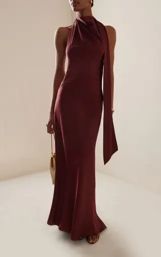 Significant Other Adriana Draped Satin Halter Gown