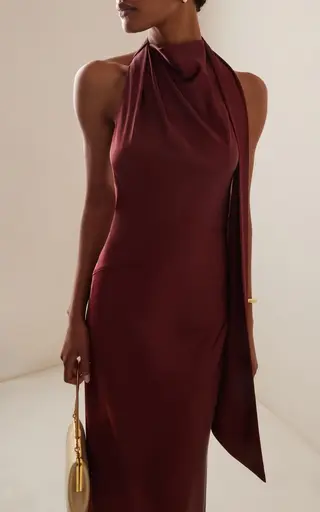Significant Other Adriana Draped Satin Halter Gown
