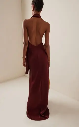 Significant Other Adriana Draped Satin Halter Gown